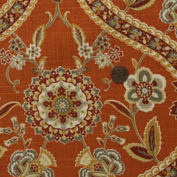 Orange Floral Fabric - Etsy