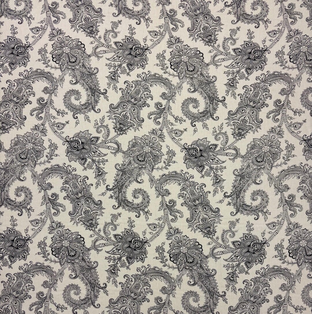 RALPH LAUREN Derwent Paisley Ecru Black Floral Medallion Drapery ...