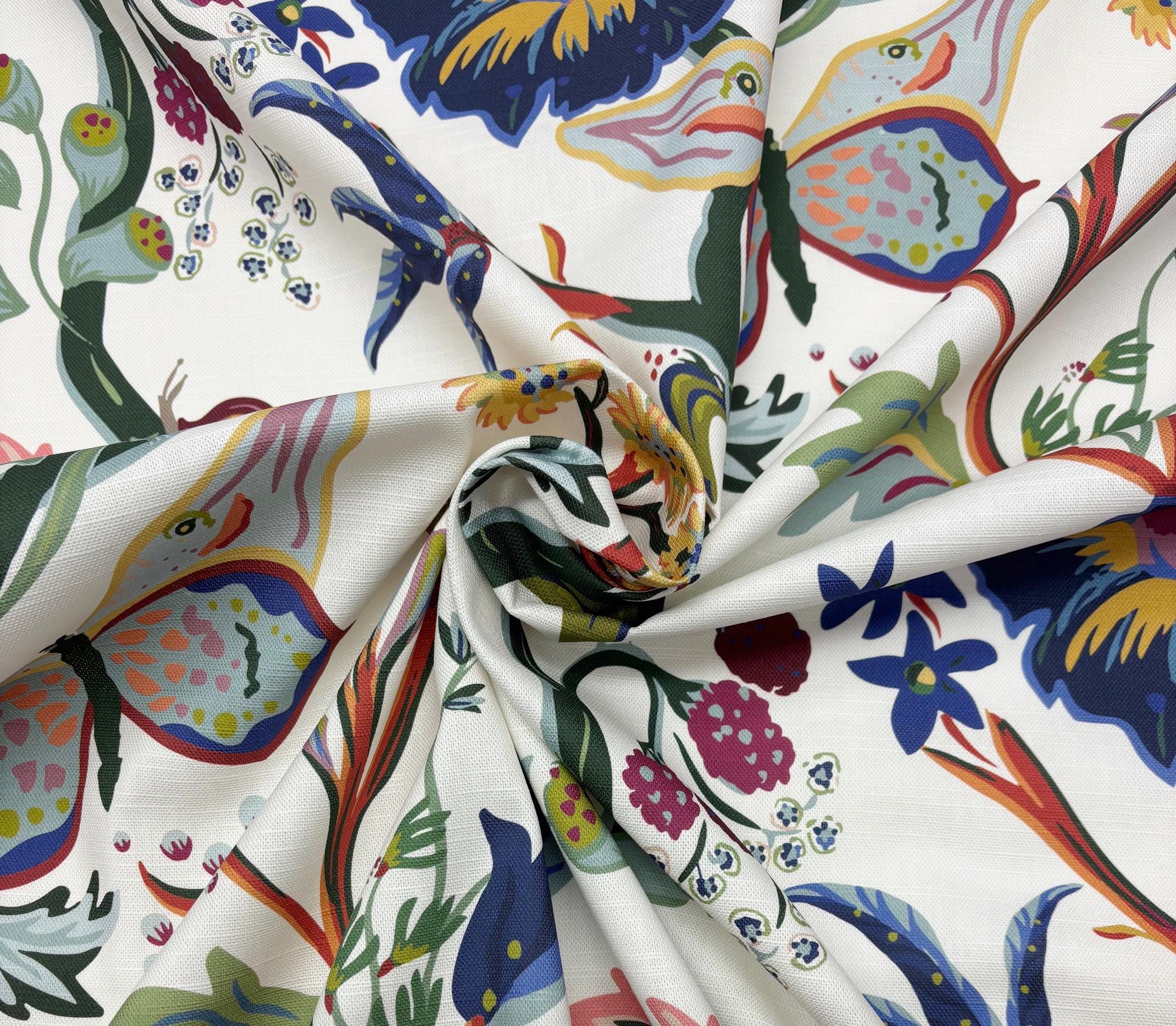 Ballard Designs MILLIE BLUE Green Floral Vine Drapery Curtains ...