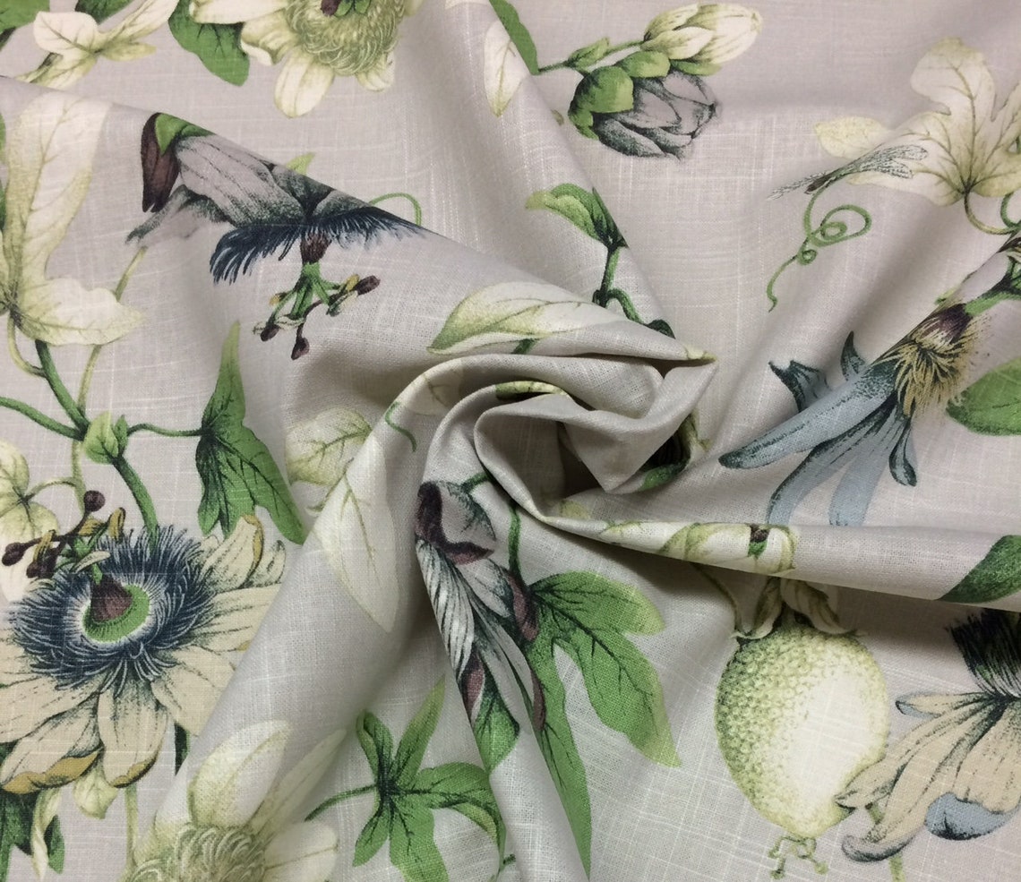 Ballard Designs LOTTIE GRAY Passion Fruit Florals Dragonflies Linen ...