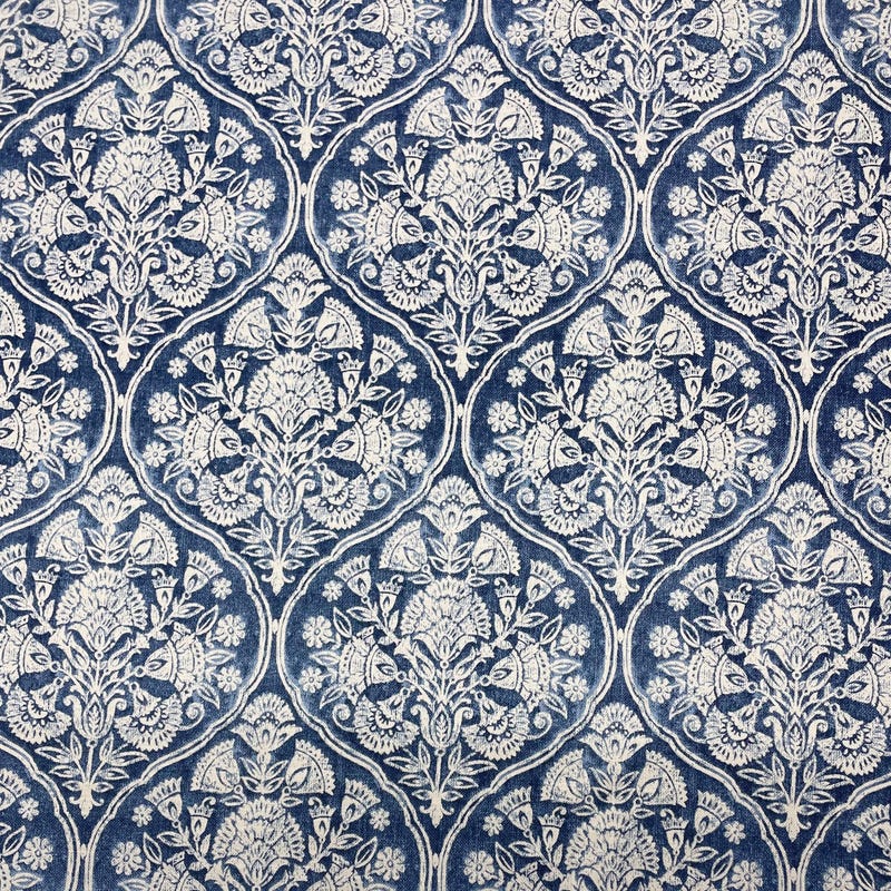 Blue Damask Fabric - Etsy