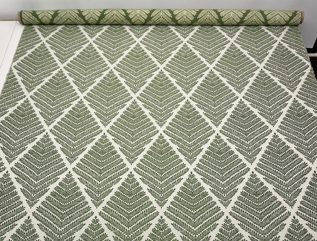 BALLARD DESIGNS Crypton® EMMELINE Ivy Green Geo Floral Indoor Drapery ...