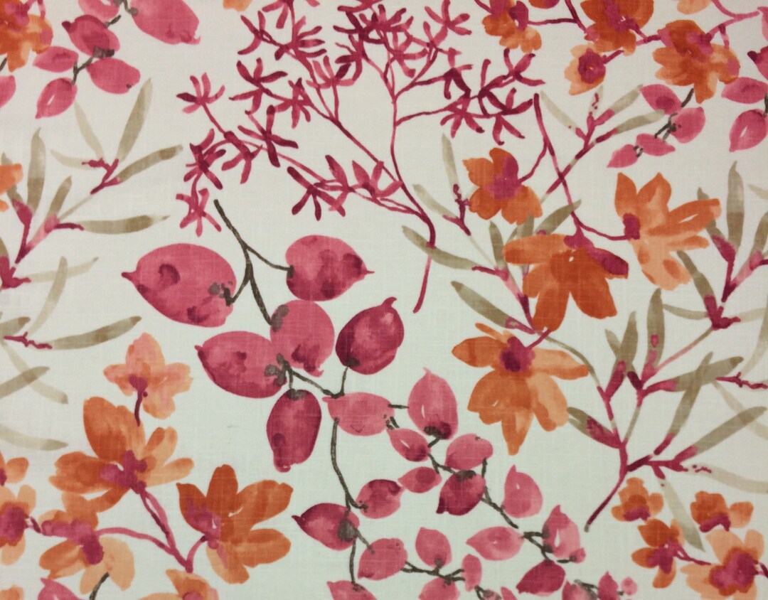 Braemore GAZEBO NECTAR Orange Pink Floral Fruits Watercolor Blooms ...