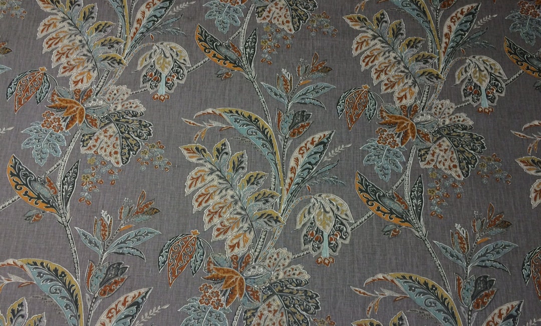Ballard Designs CANDICE TUMERIC Gray Luxurious Floral 100% Linen ...