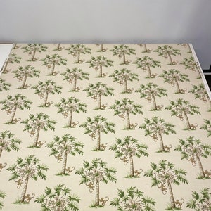 P Kaufmann Pat Freund Palm Tree Monkey Cream Green Pillow Craft Cushion ...