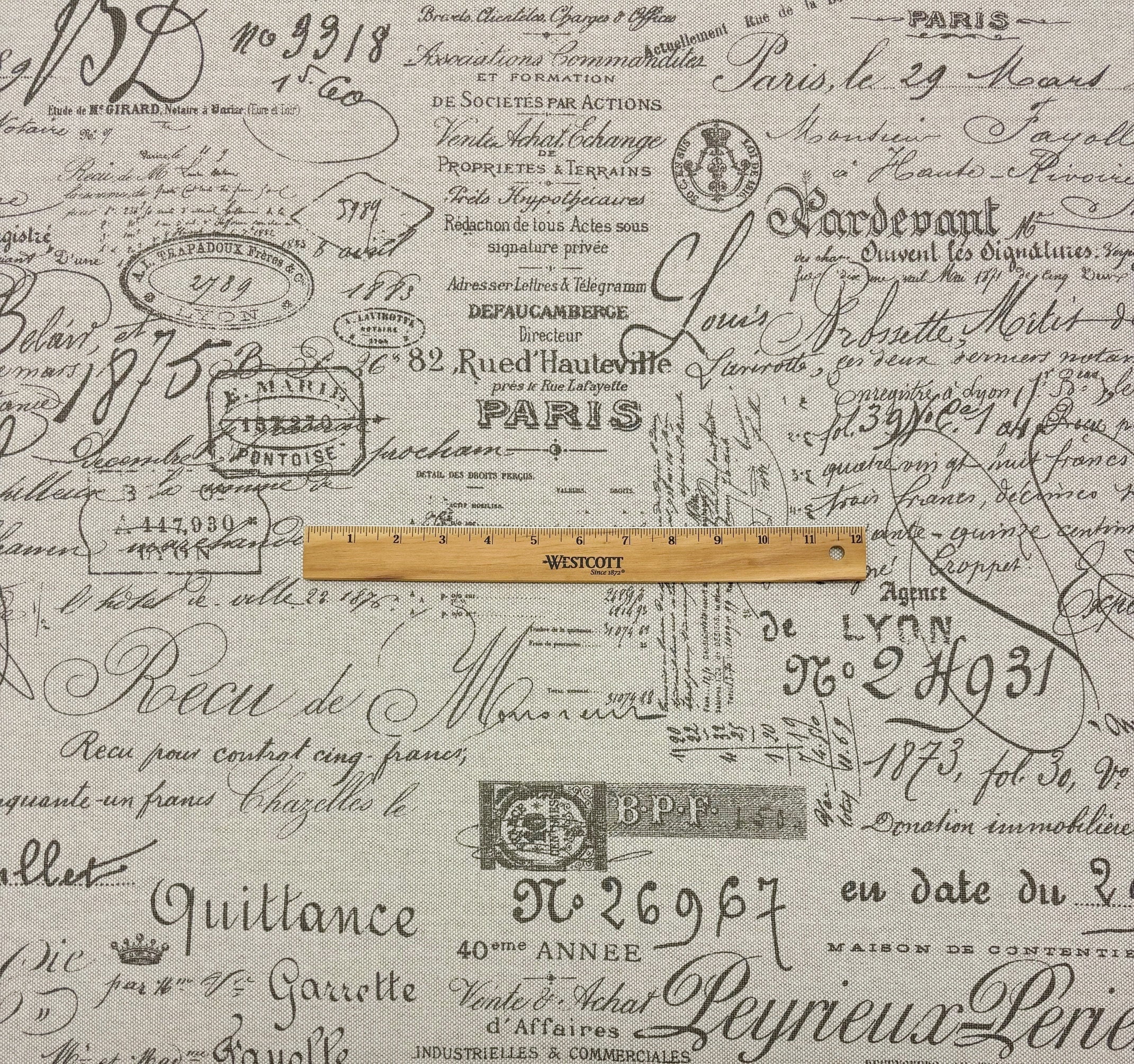Ballard Designs DOCUMENT BROWN French Script Designer Craft Pillow ...