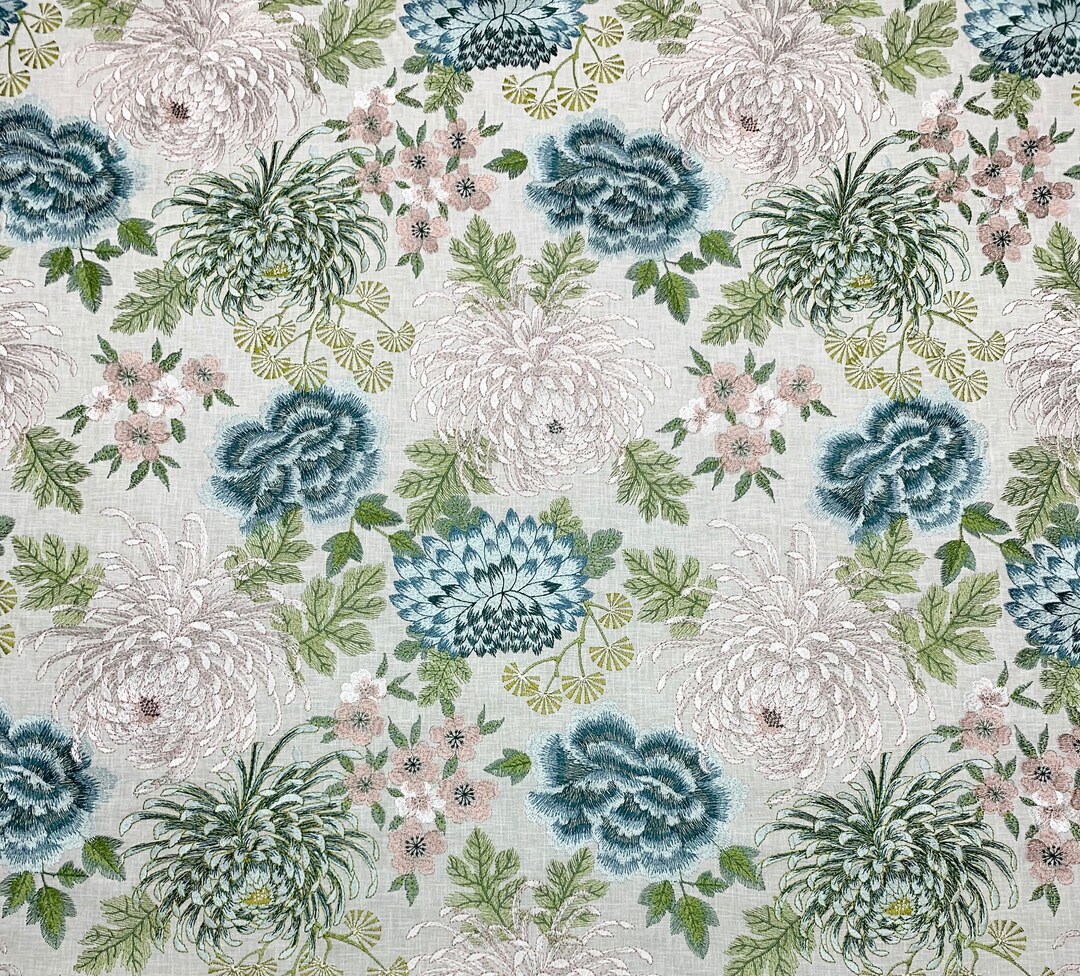 Ballard Designs GARDNER MULTI Embroidered Leaf Floral Drapery Curtains ...