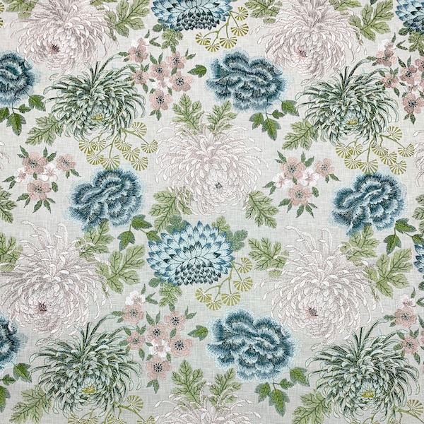 Floral Embroidered Drapery Fabric - Etsy