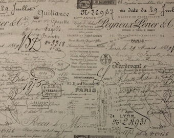 French Script Fabric | Etsy