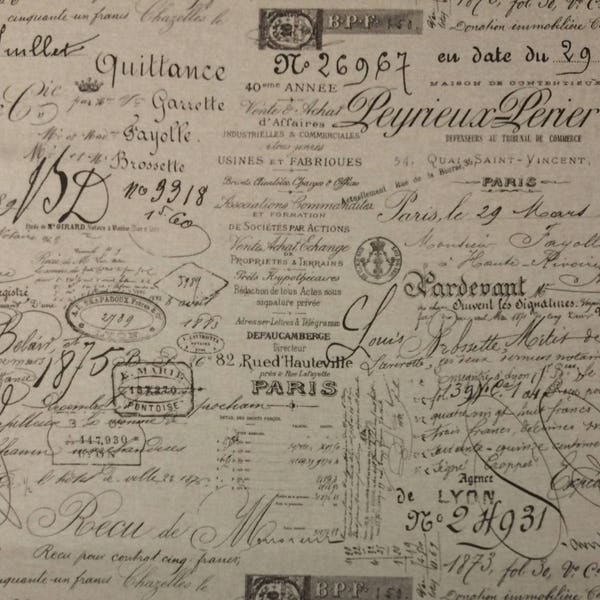French Script Fabric - Etsy UK