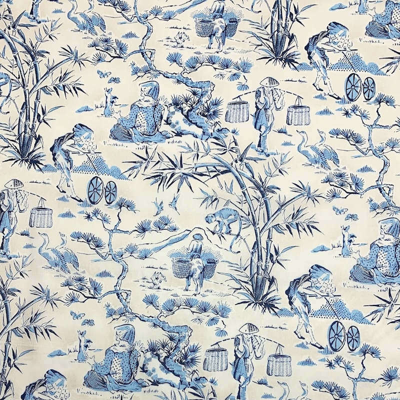 Light Blue Toile Fabric - Etsy