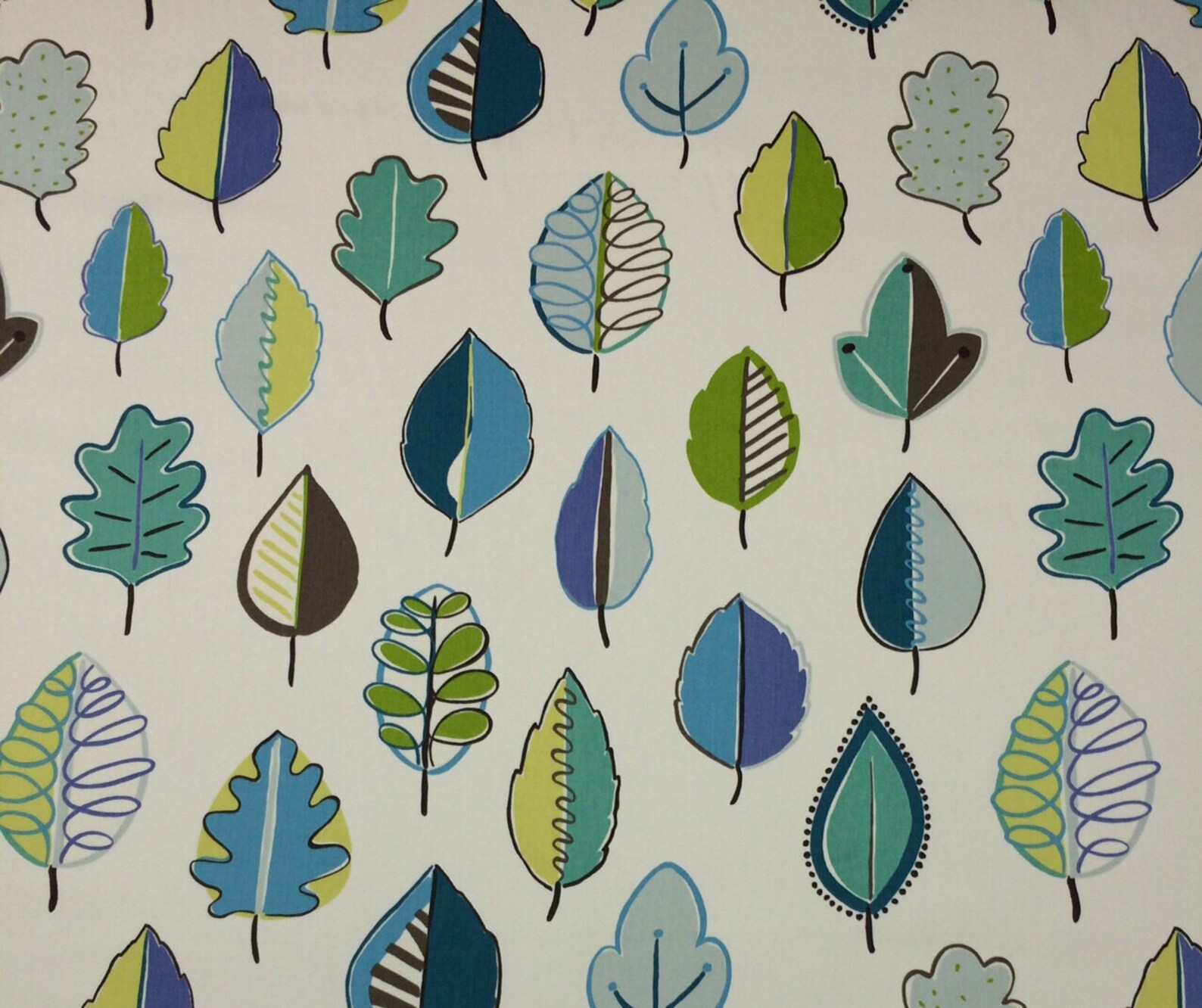 PK LEAF GLOSSARY Spring Green Blue Cream Tree Leaves Toile - Etsy