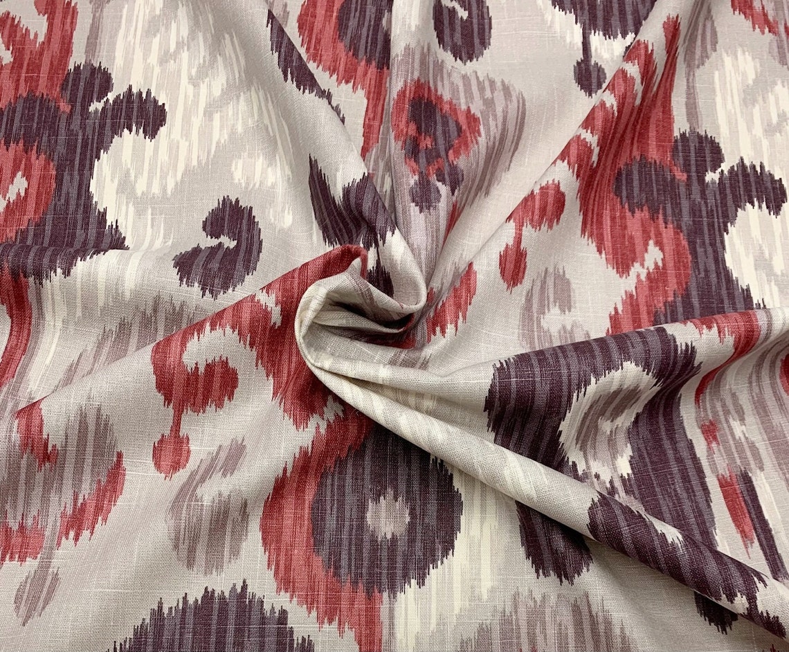 BRAEMORE JOURNEY WINE Purple Lavender Red Ikat Bethesda Linen Pillow ...