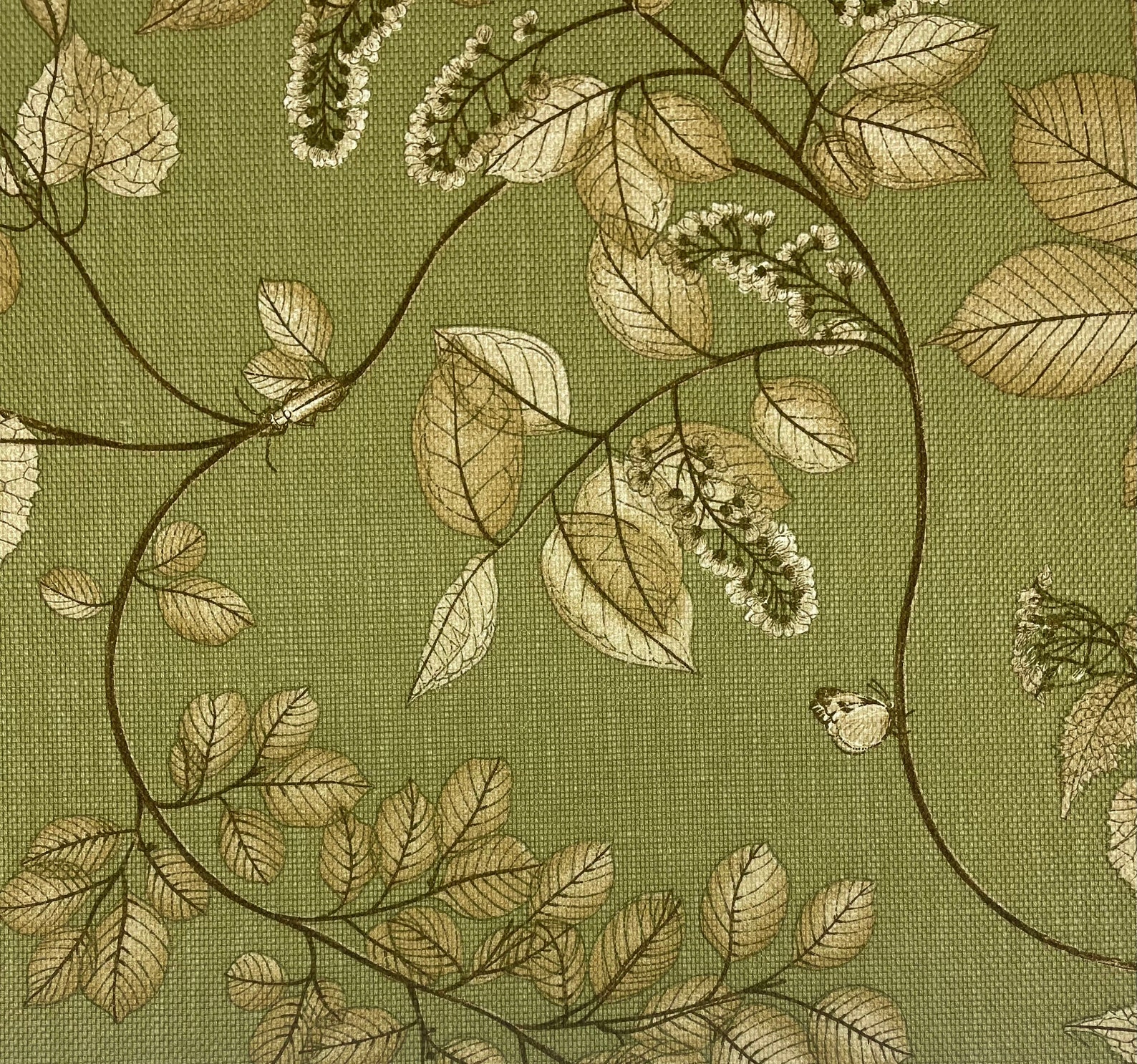 P Kaufmann Lydia Irwin Butterfly Insect Sage Green Leaf Vine Pillow Cushion Furniture Drapery ...