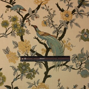 Ballard Designs WILLA PARCHMENT Exotic Bird Floral 100% Linen Drapery ...