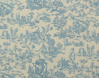 Blue Toile Fabric | Etsy