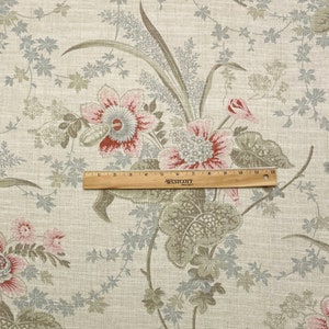 Ballard Designs LAURA FLORAL PARCHMENT Green Blush Vine Drapery ...