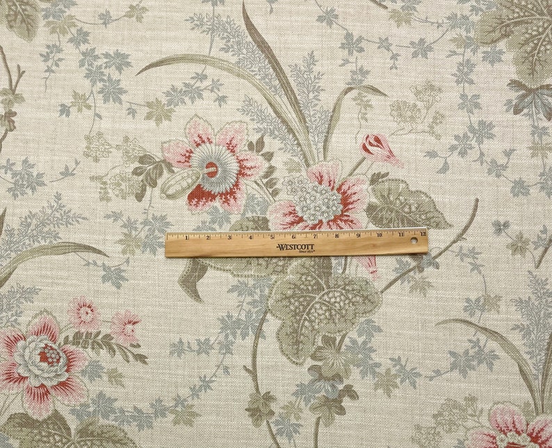 Ballard Designs LAURA FLORAL PARCHMENT Green Blush Vine Drapery ...