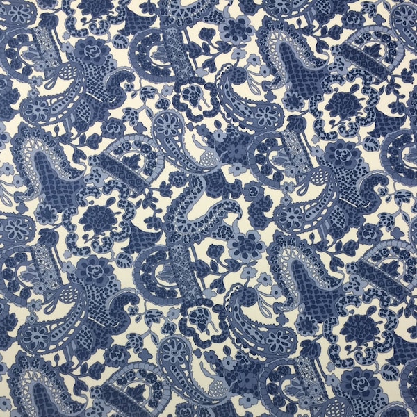 Navy Blue Paisley Fabric - Etsy