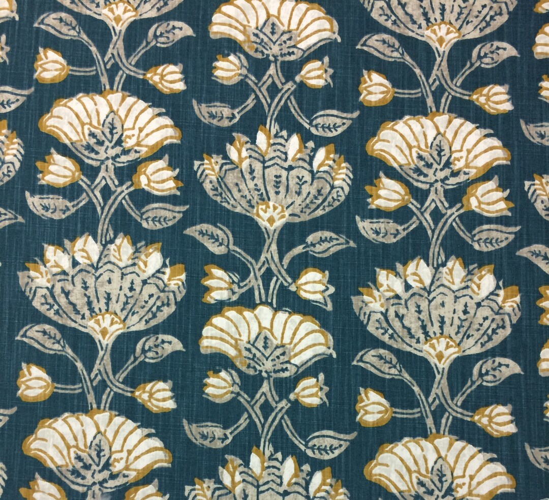 ROBERT ALLEN PRADESH Frame Jade Blue Floral Upholstery Craft Cushion ...