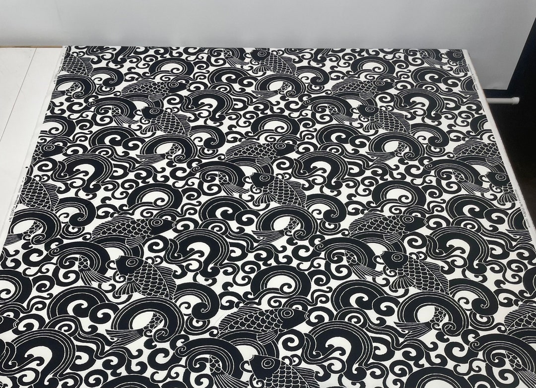 PKL WAVEFORM ONYX Black White Fishes Ocean Tropical Print Outdoor ...