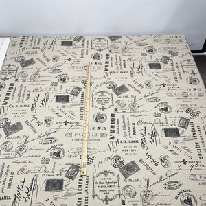 FRENCH SCRIPT BLACK Natural Paris France Postage Pillow Craft Drapery ...