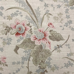 Ballard Designs LAURA FLORAL PARCHMENT Green Blush Vine Drapery ...