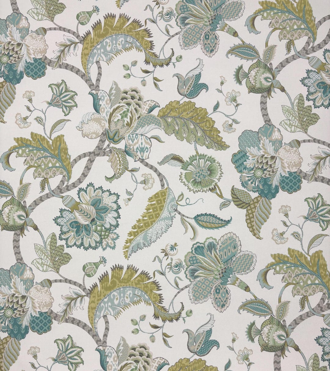 P Kaufmann Floriana Mineral SPA Blue Jacobean Floral Pillow Drapery ...
