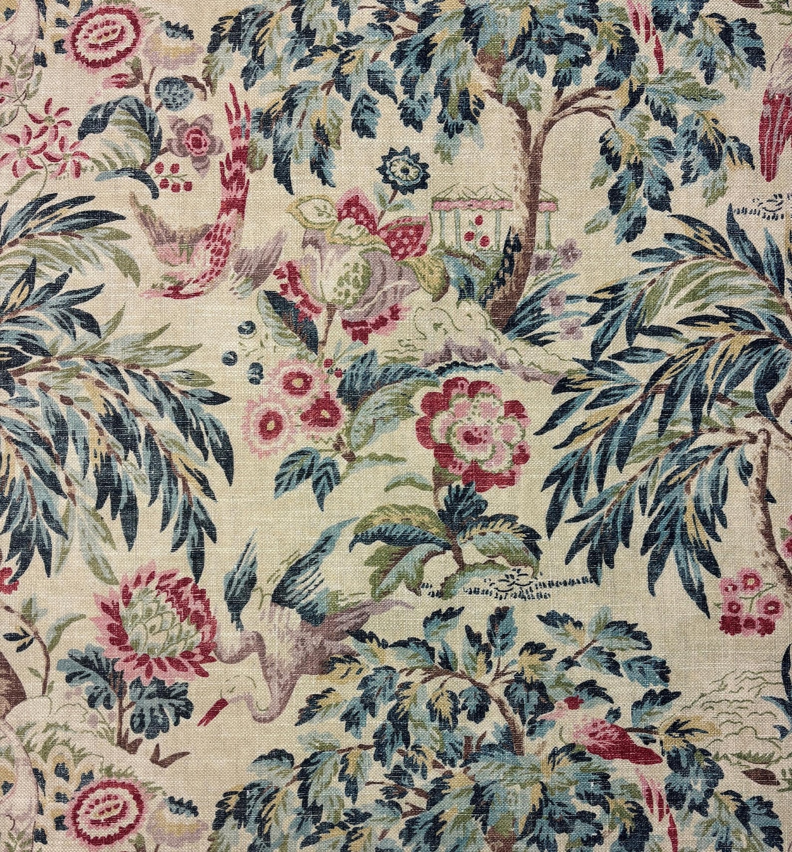 PKL Studio FOREST & the TREE Linen Bird Egret Trees Floral Upholstery ...