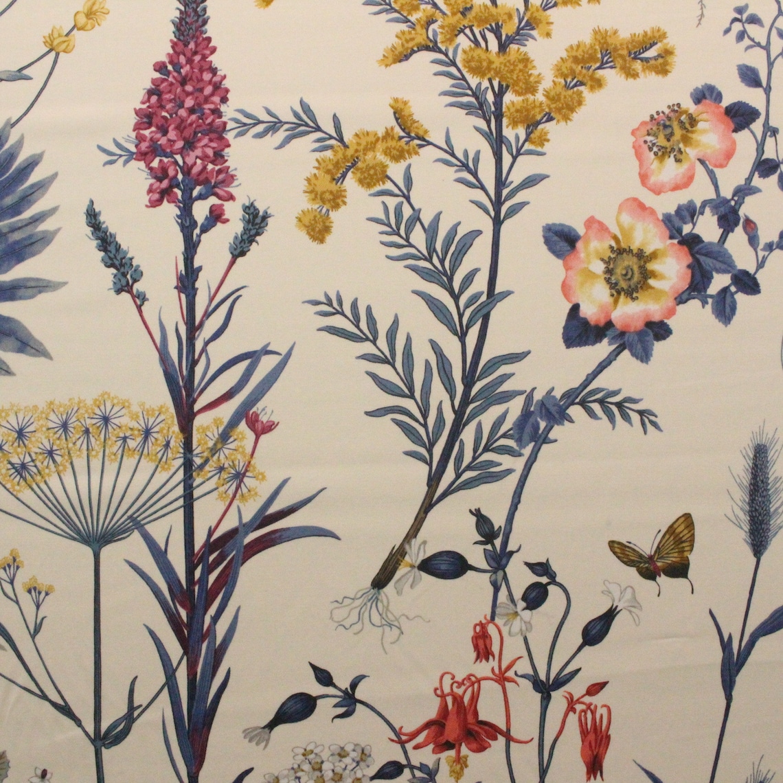 Ballard Designs ISABELLA BLUE Botanical Butterfly Floral Drapery ...