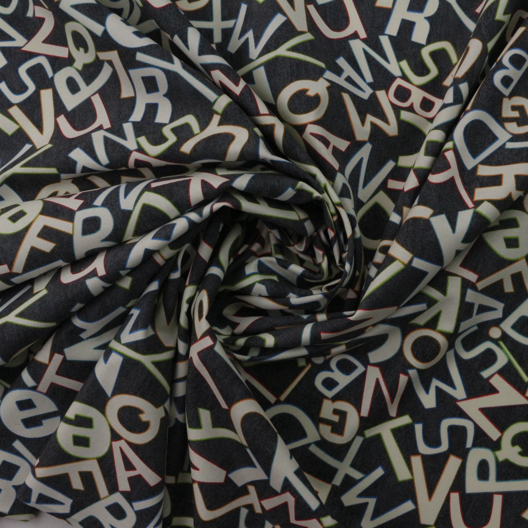 Waverly ALPHABETS NOIR Slate Gray Letters Furniture Pillow Drapery ...