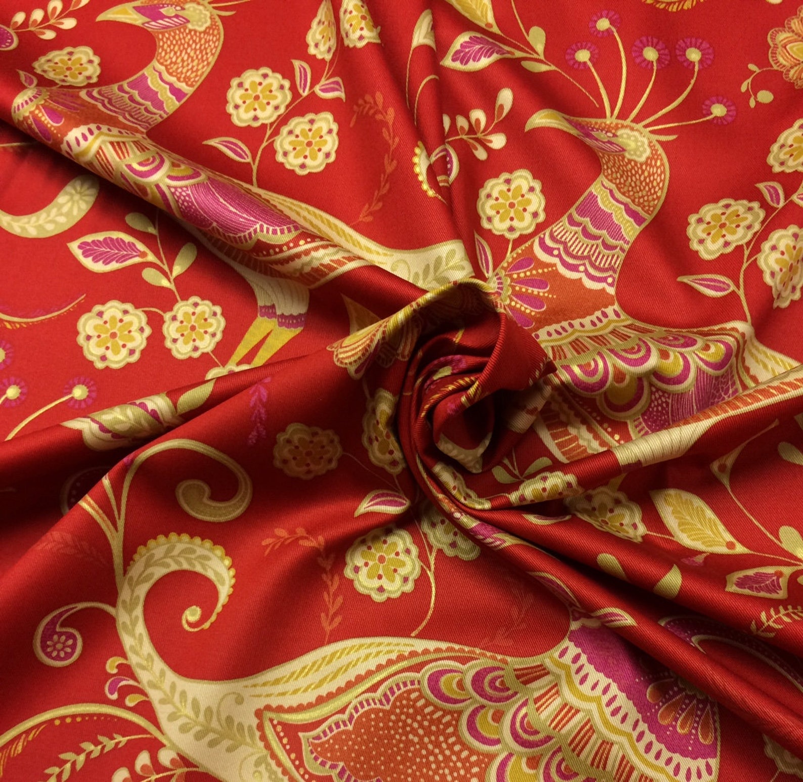 RICHLOOM FANTASY INDIA Red Quail Bird Floral Cotton Twill Pillow ...