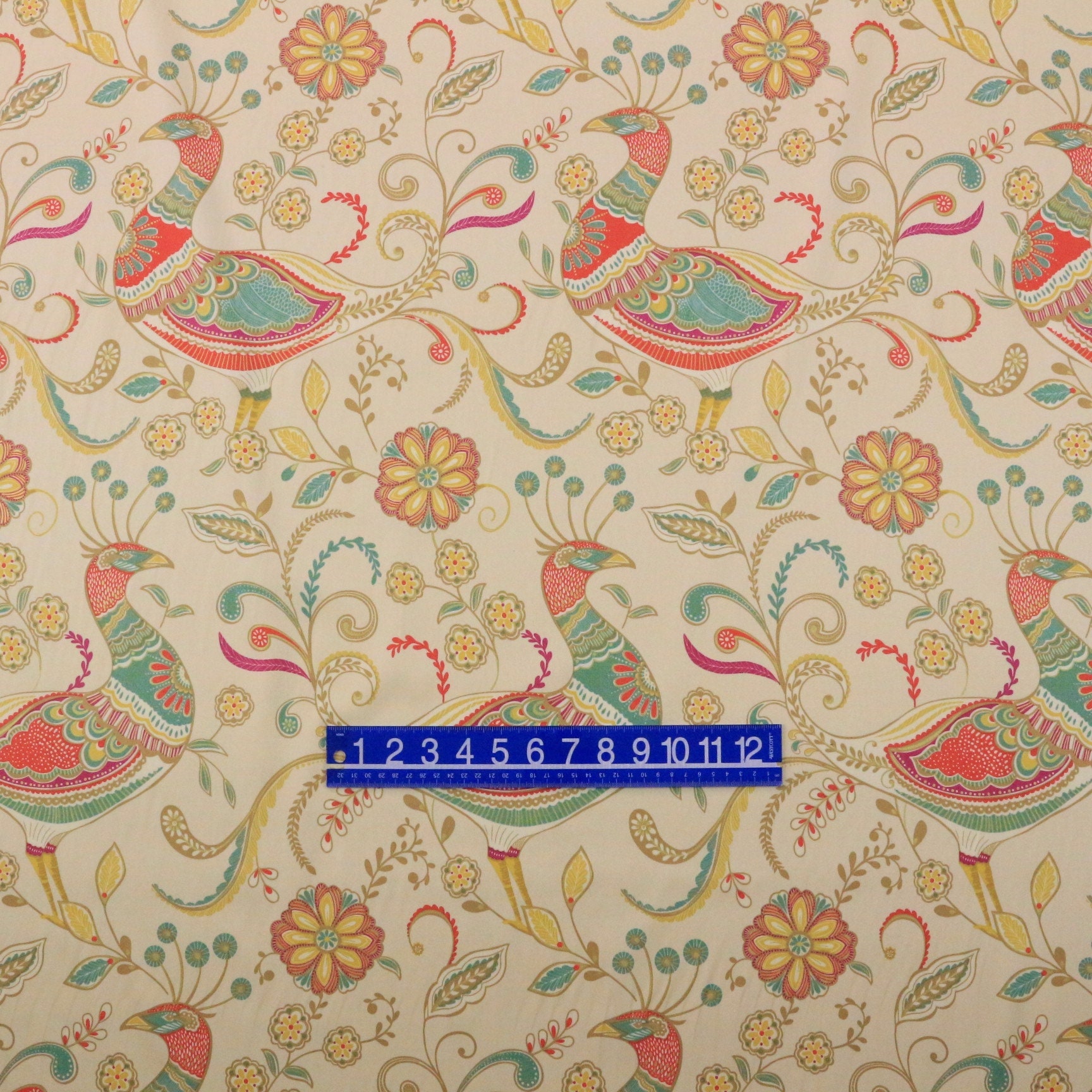 RICHLOOM FANTASY JUBILEE Cream Red Quail Bird Floral Cotton Twill ...