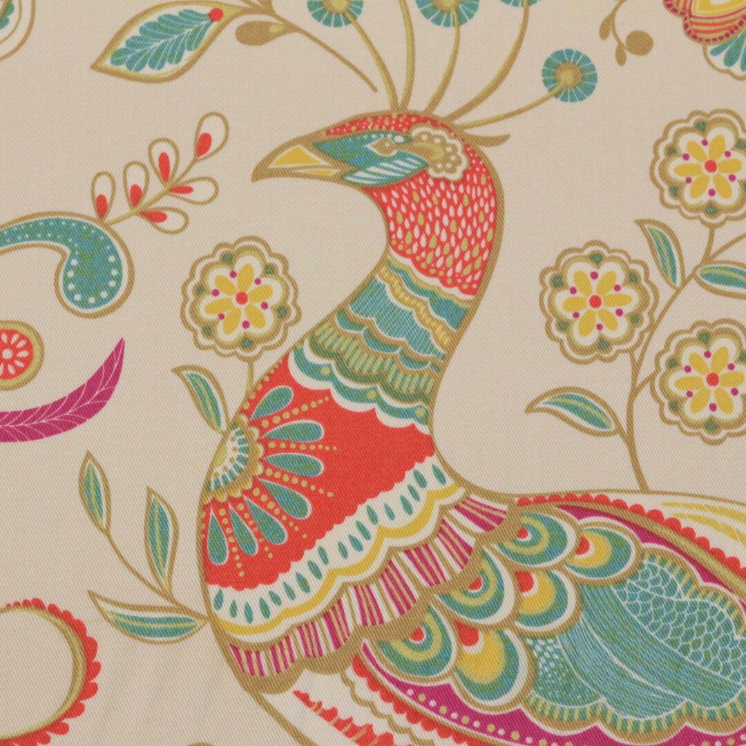 RICHLOOM FANTASY JUBILEE Cream Red Quail Bird Floral Cotton Twill ...