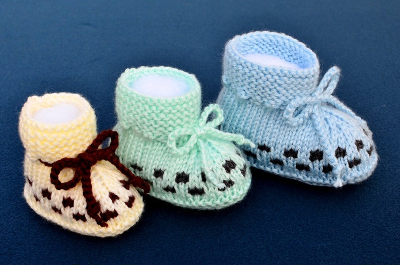Knitting Pattern Only Two Colors Checks Baby Booties | Etsy