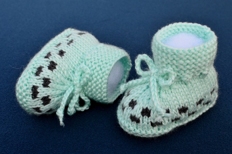 Knitting Pattern Only Two Colors Checks Baby Booties | Etsy