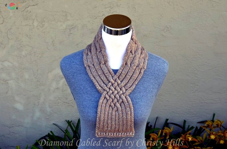 Diamond Cabled Scarf Knitting Pattern: Stay on Twisted Cable Stitch ...
