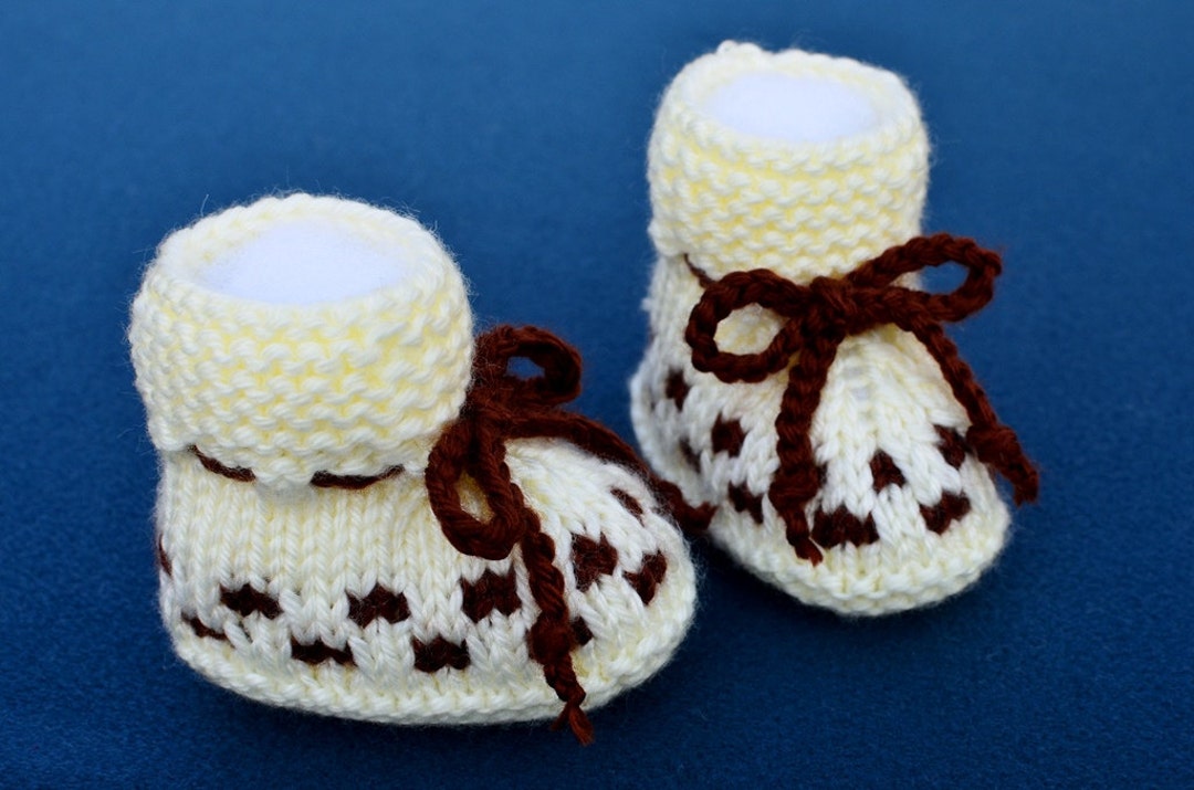 Knitting Pattern Only - Two Colors Checks Baby Booties - Etsy