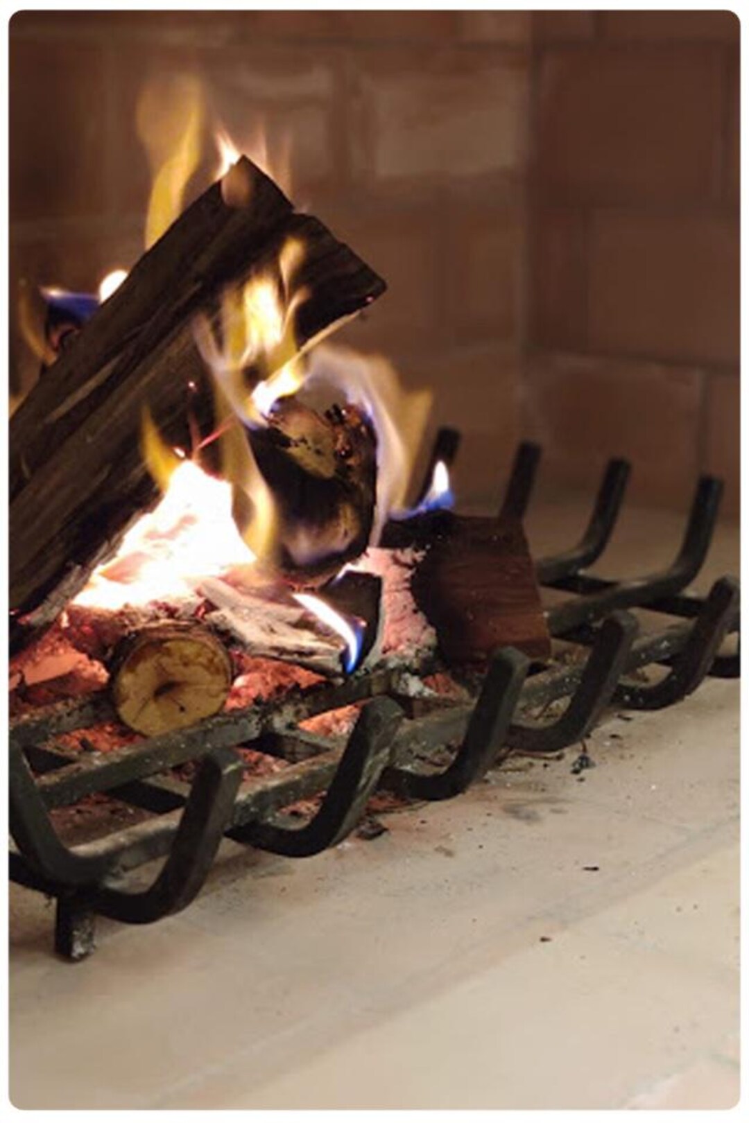 Fireplace Grate Made of Thick Iron Bars - Rustic Metal Firewood Log ...