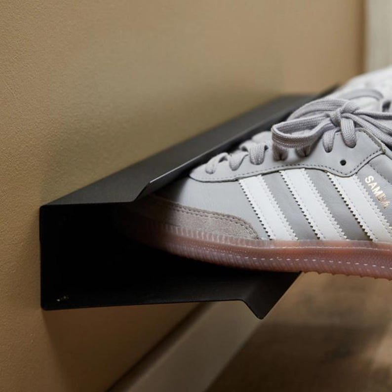 Wall Mounted Floating Shoe Rack - Black Color Metal - Minimalistic ...