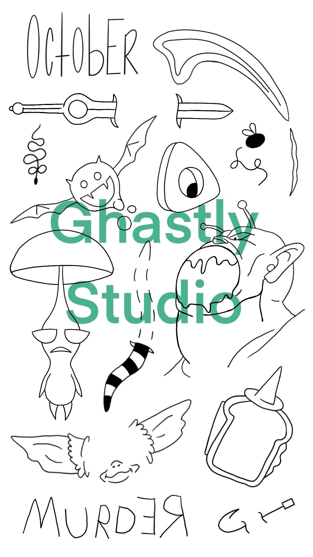 Ignorant Style Tattoo Flash Sheet for October - Etsy