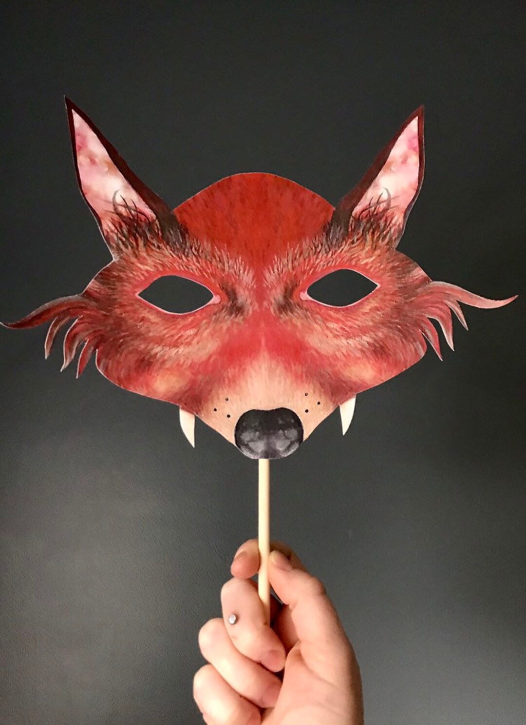 Hand Painted Fox Mask Digital Print - Etsy