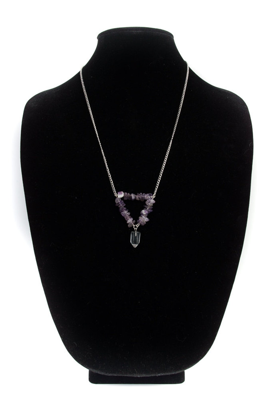 Amethyst Gem Bar Triangle Crystal Chain Necklace - Etsy