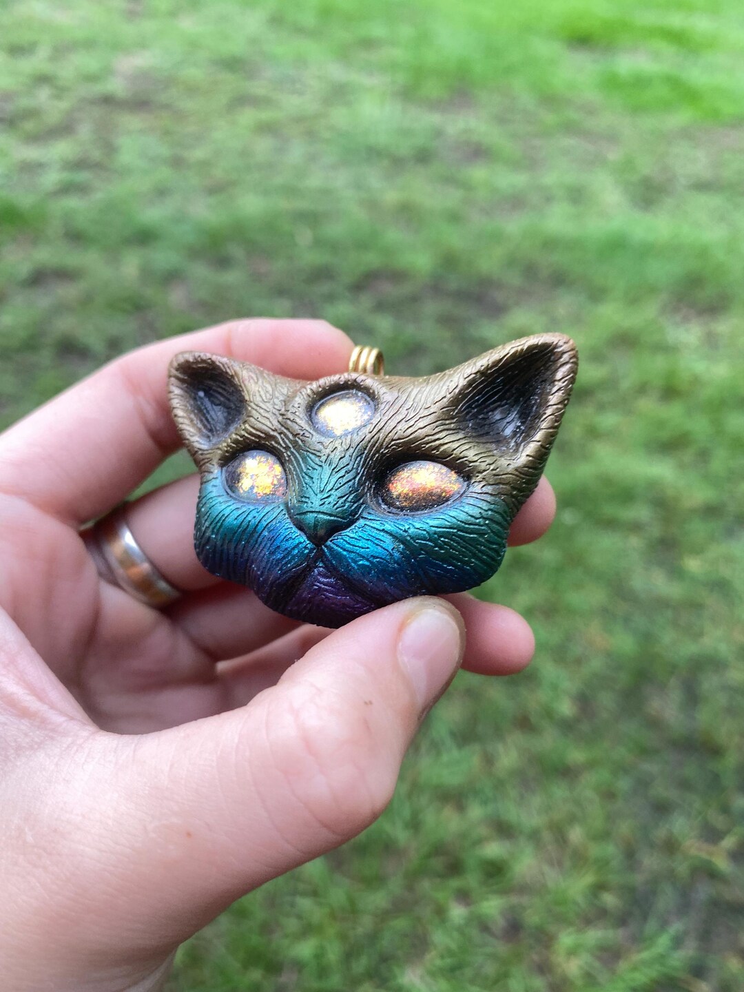 Rainbow Kitty. Orgone Pendant Necklace. Made W Elite Shungite ...