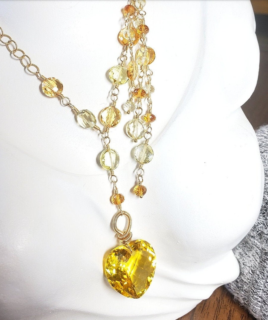 You Are My Sunshine Necklace - Jumbo Lemon Quartz Mega-gem With Citrine ...