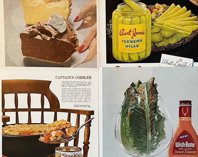 Six Retro GIANT Food Advertisements, Original Advertising, Mid Century ...