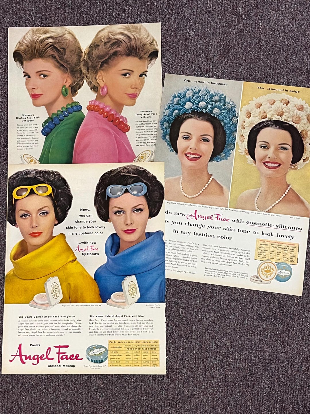 1960s Angel Face Makeup Ads: Retro Powder Room Decor - Etsy