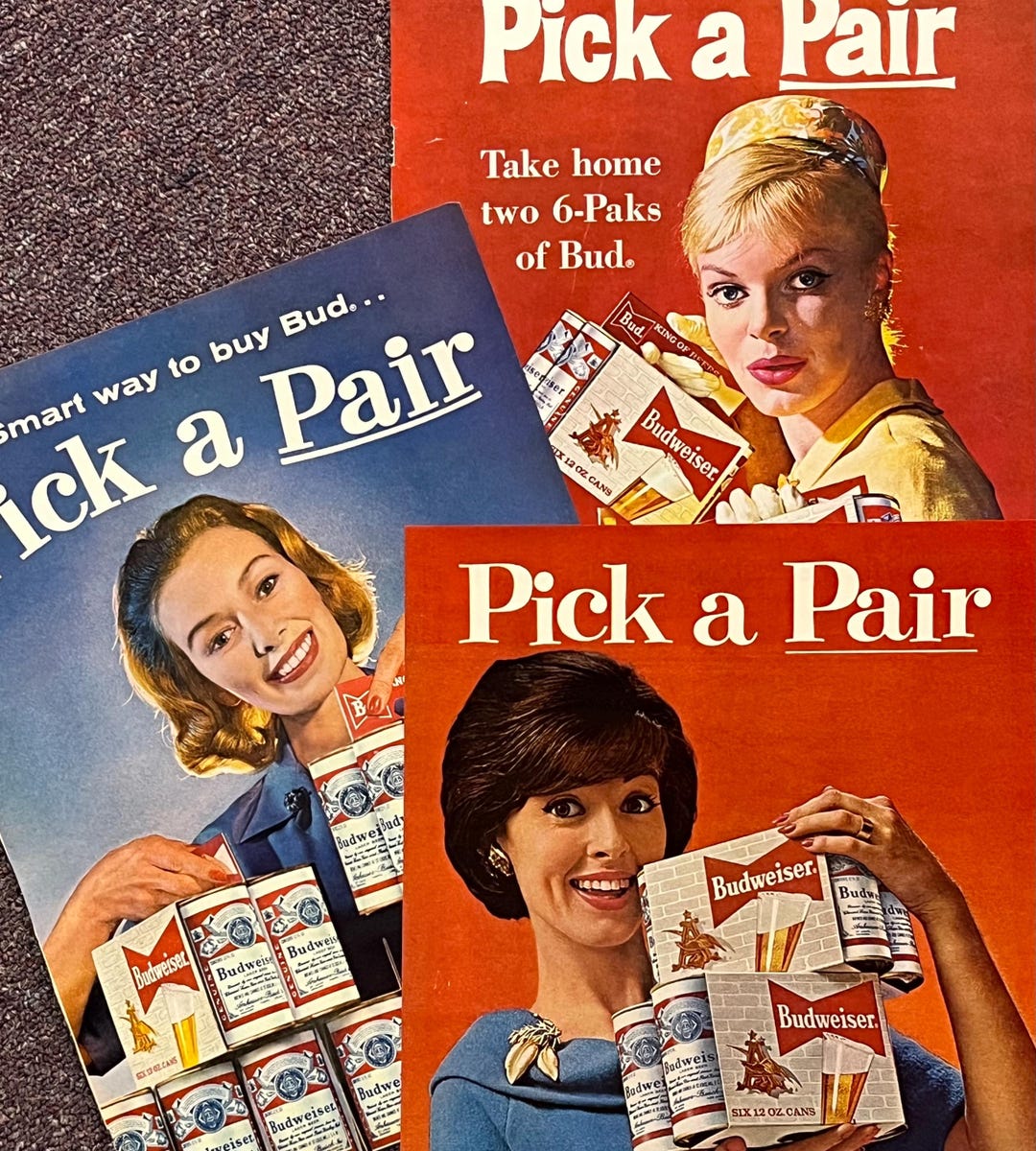Pick a Pair Budweiser Girls! Fun Mid Century Beer Advertising, All ...