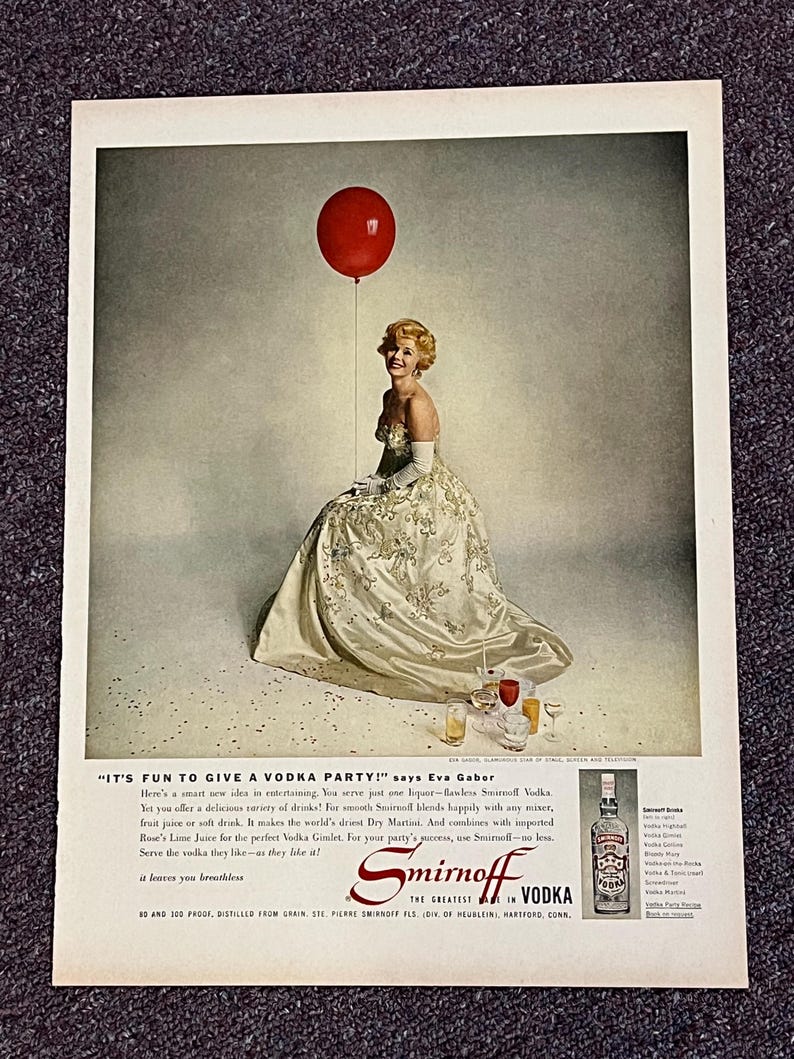 Smirnoff Advertisements From the Late 50s/60s. Featuring the Gorgeous ...