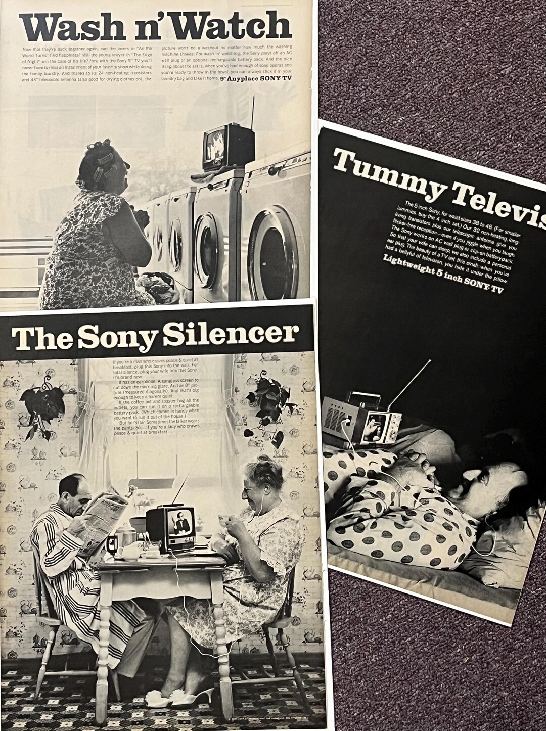 3 Fabulous Black and White Authentic Ads From Sony. the Sony Silencer ...